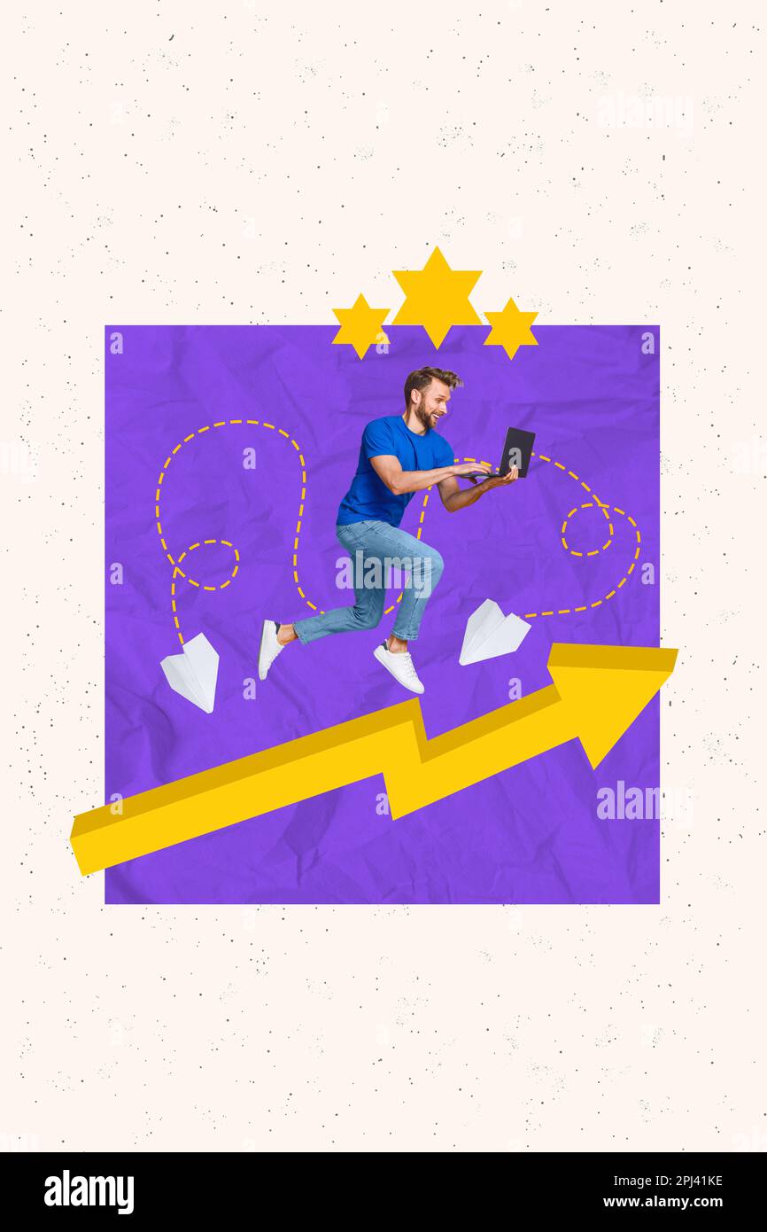 Creative 3d photo artwork graphics collage painting of excited guy ...