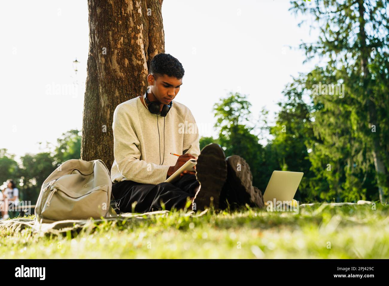 Studying under tree hi-res stock photography and images - Alamy