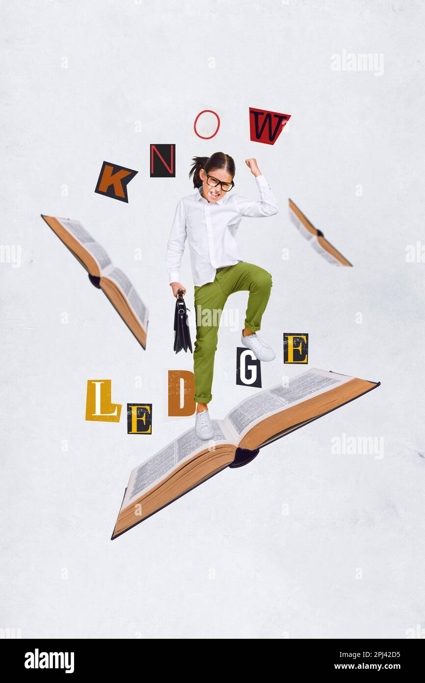 Vertical creative photo sketch collage of positive satisfied clever ...