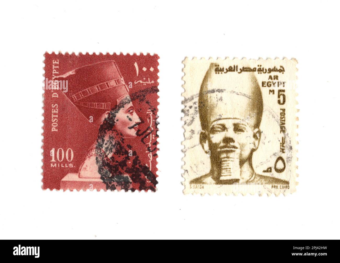 Vintage postage stamps from Egypt isolated on a white background Stock ...