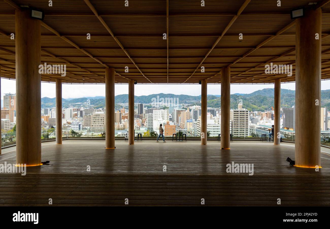View from Hiroshima Orizuru observation tower adjacent Peace Memorial ...