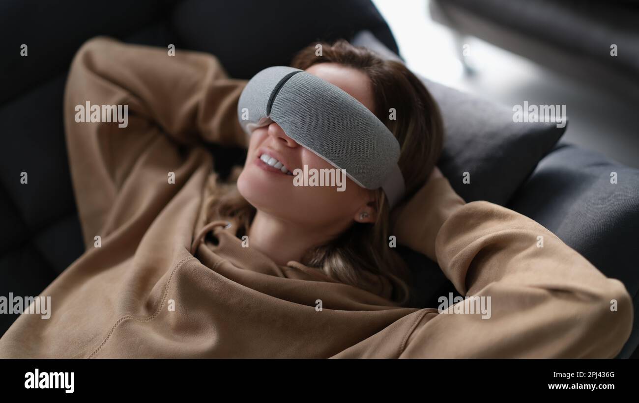 Lying sofa eye mask hi-res stock photography and images - Alamy