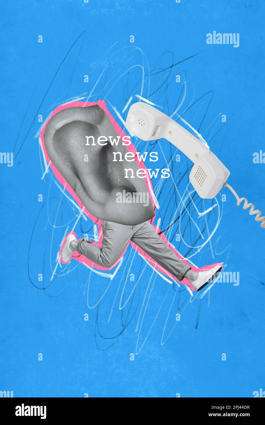 Photo cartoon comics sketch collage picture of ear walking legs ...