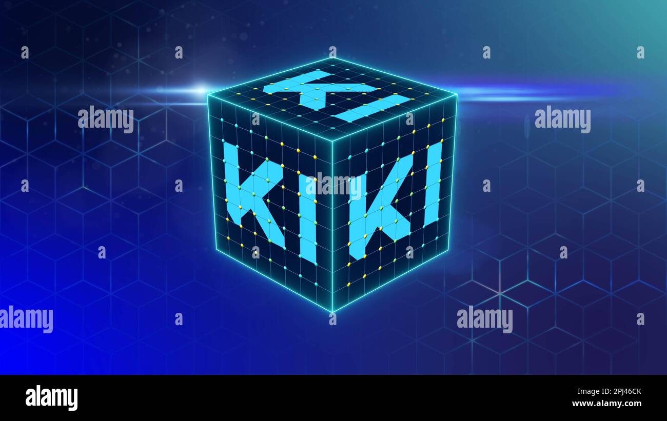 Cube with inscription KI - Concept of Visualization of Artificial ...