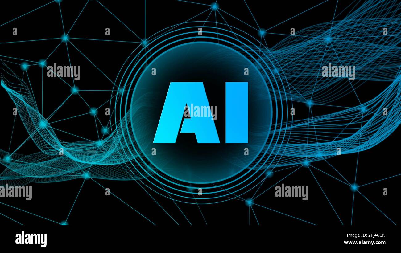 AI Artificial intelligence wave lines neural network with AI letters ...