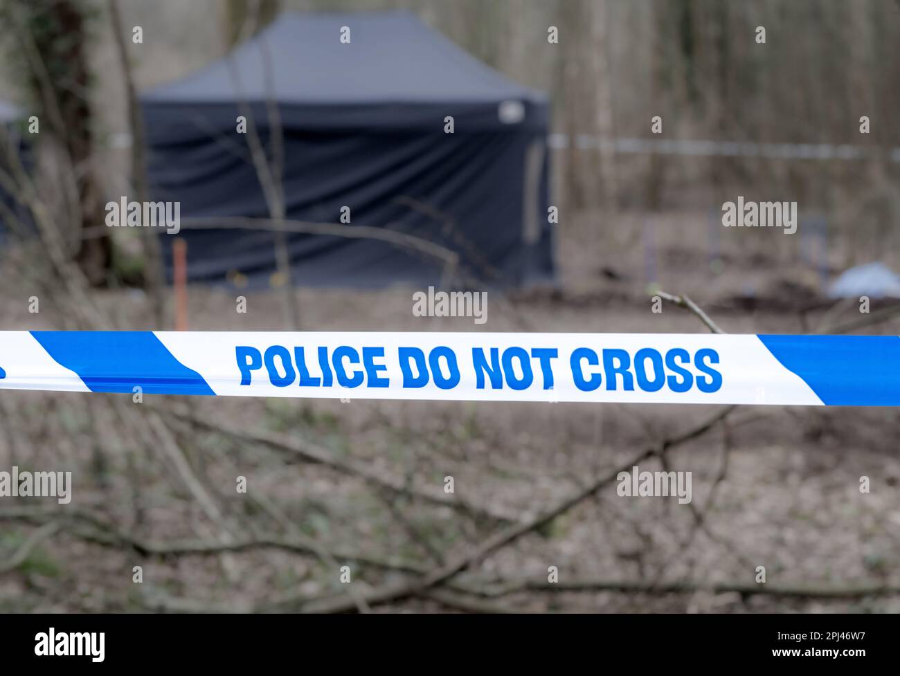 Murder Scene Battle, East Sussex. Crime scene police investigate in ...
