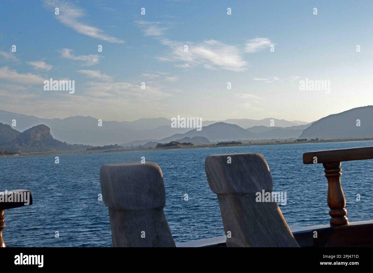 Turkey, Lycia: distant view of the Dalyan delta, surrounded by ranges ...