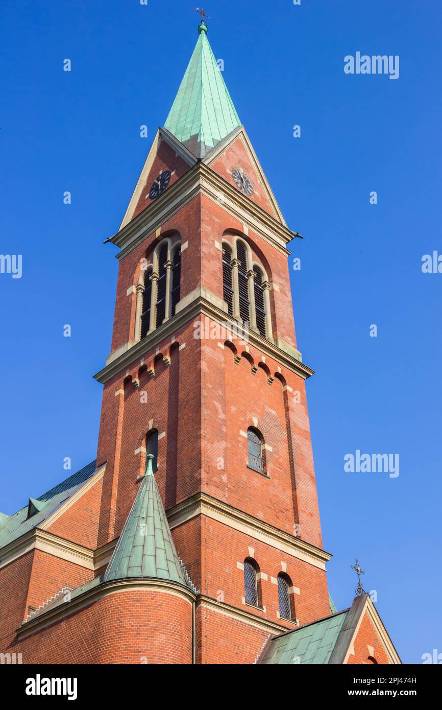 Tower of the Evangelische church in Werden neighbourhood of Essen ...