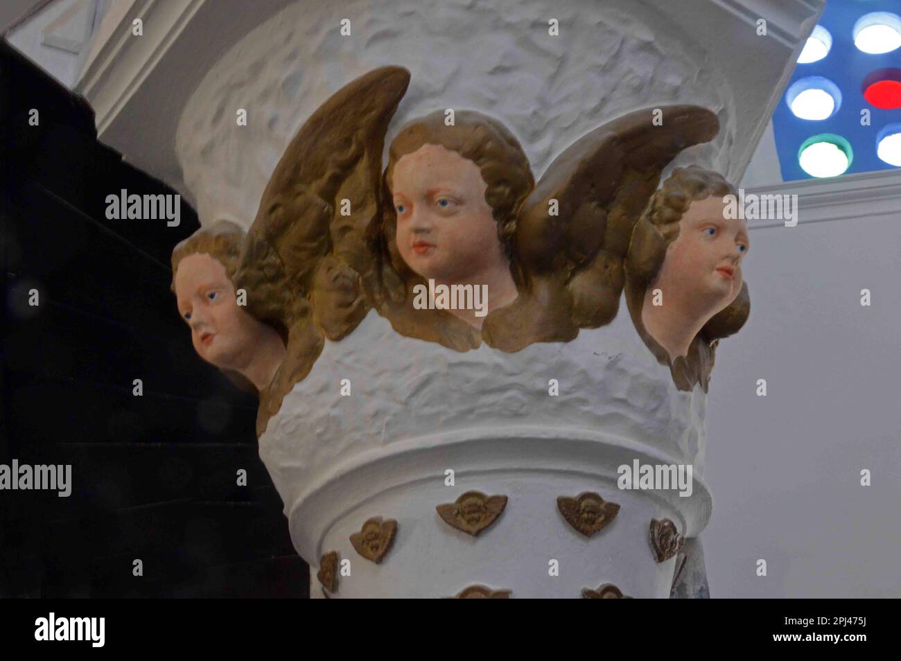 Greece, Island of Kastellorizo, Megisti: newly painted cherubim-heads ...