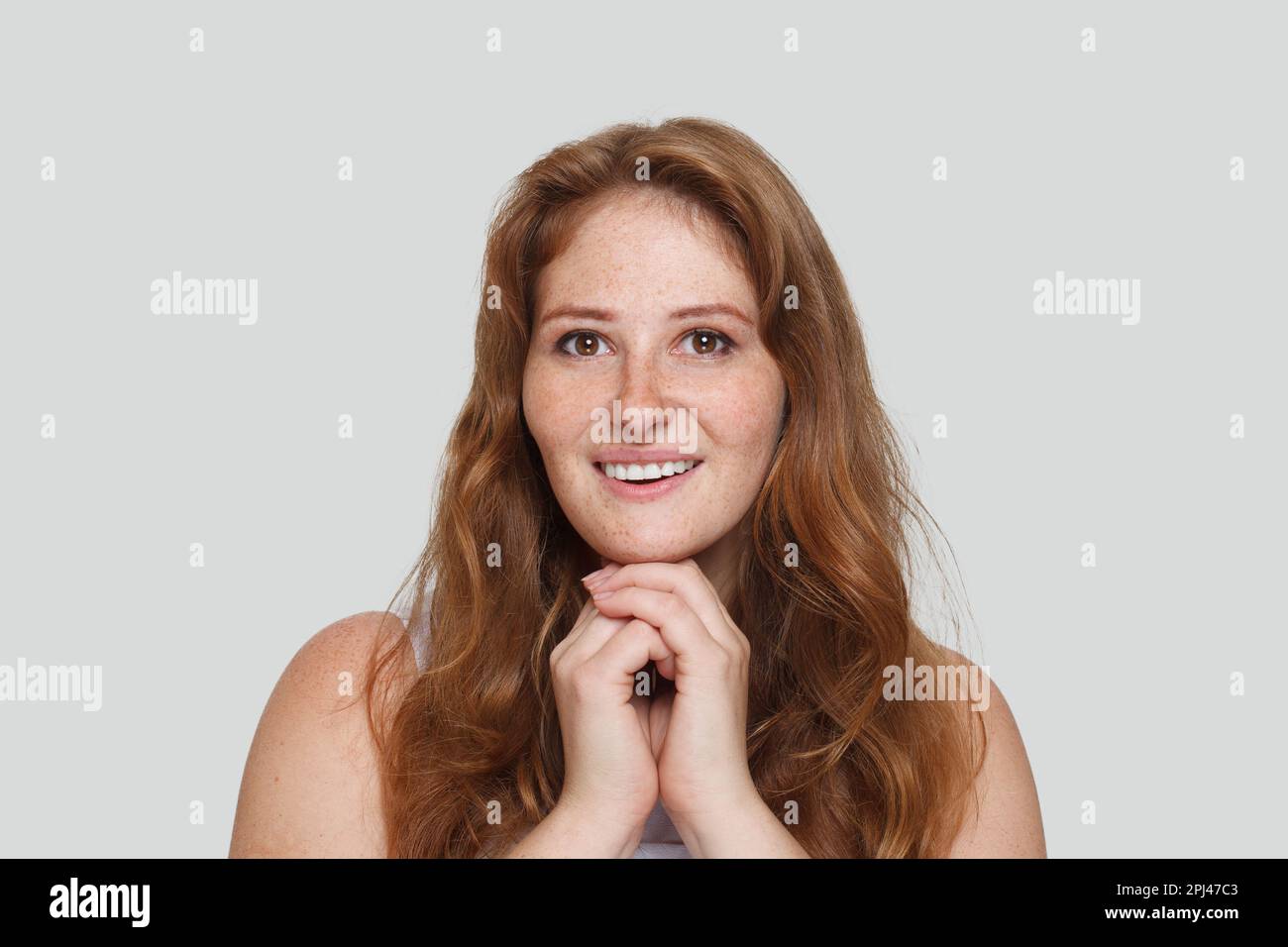 Natural Beauty Perfect Real Redhead Woman With Clean Shiny Healthy