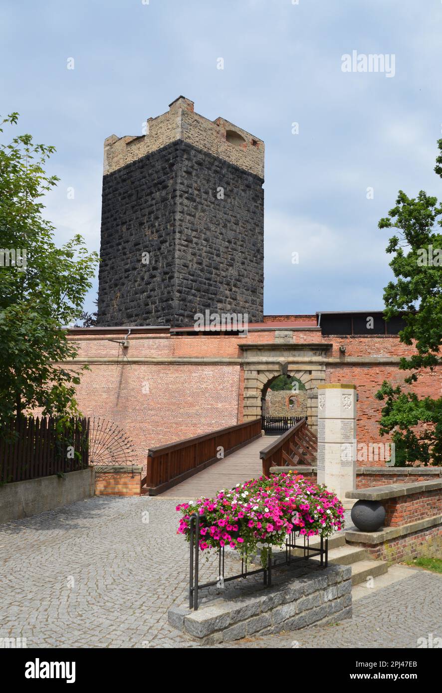 Czech Republic, Cheb: the Black Tower, rising above the walls of the ...
