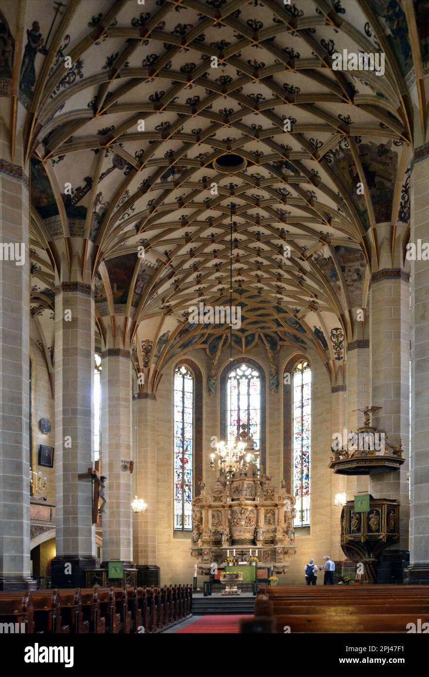 Germany, Saxony, Pirna: interior of the Gothic parish church, St Marien ...