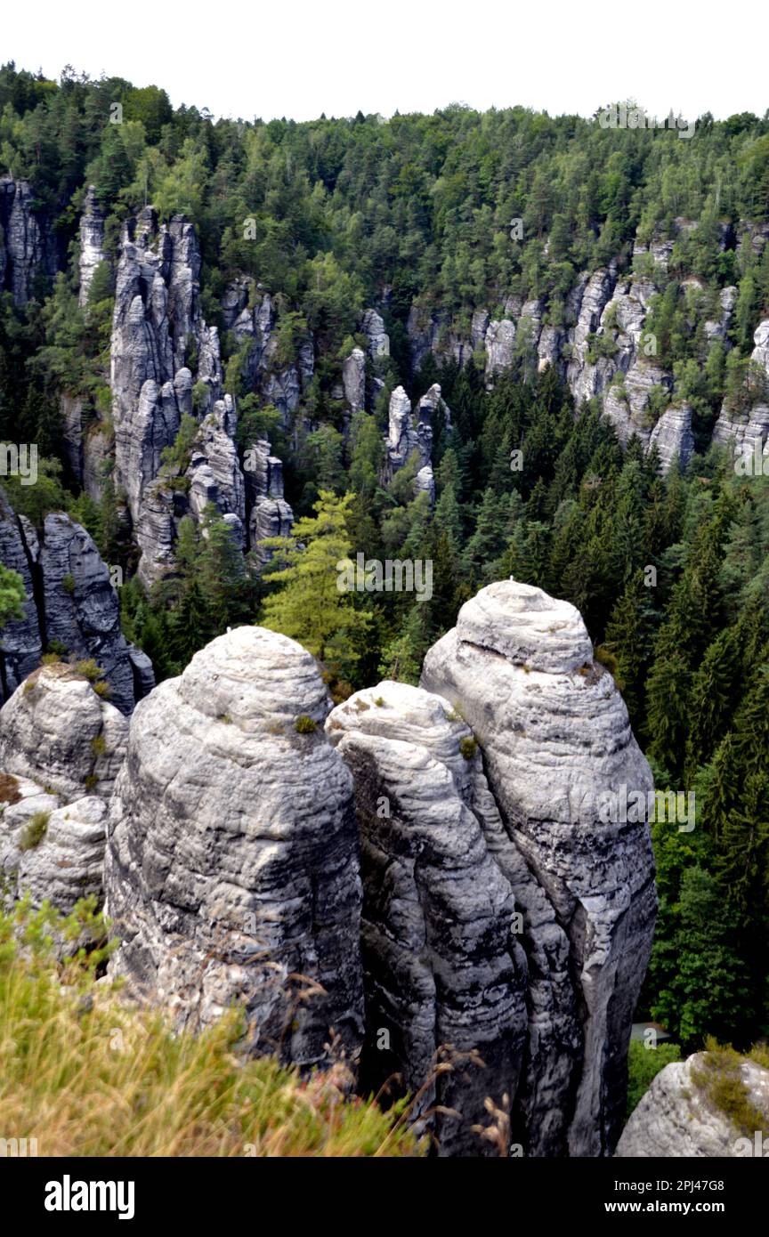 Germany, Swiss Saxony (Sächsische Schweiz): spectacular sandstone rock ...