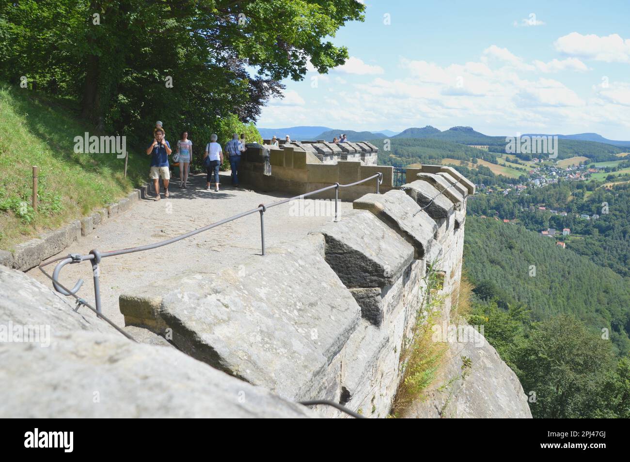 Germany, Swiss Saxony (Sächsische Schweiz): castellated walls of the ...