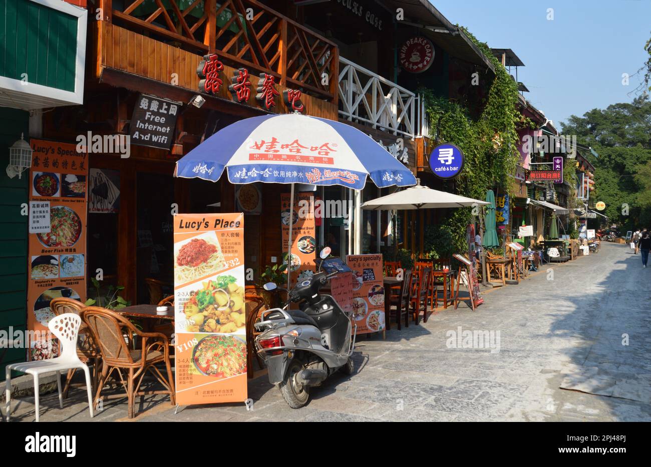 People's Republic of China, Guangxi Province, Yangshuo: western-style ...