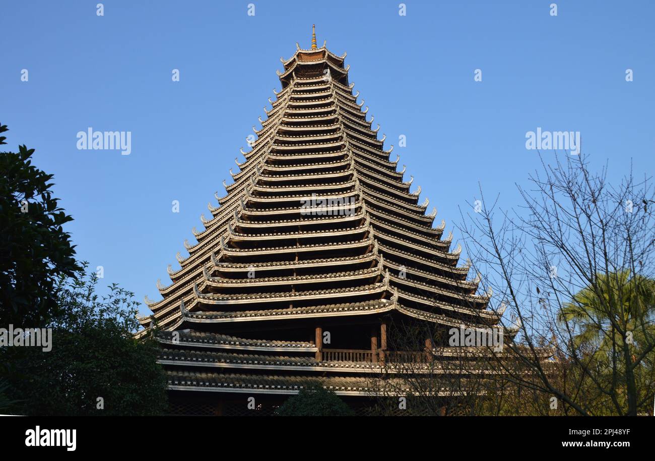 People's Republic of China, Guangxi Province, Sanjiang: the "Drum Tower ...