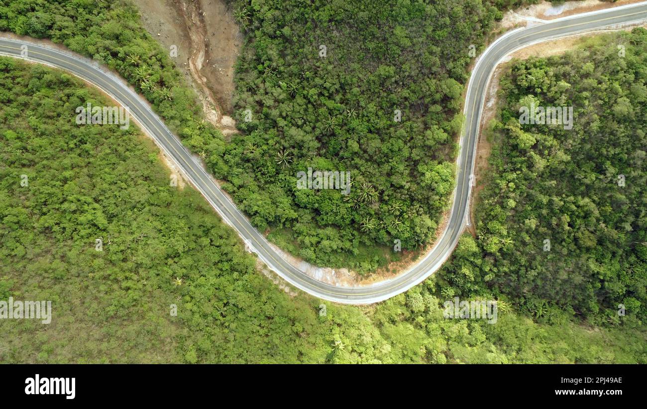 Aerial view the winding road hi-res stock photography and images - Alamy