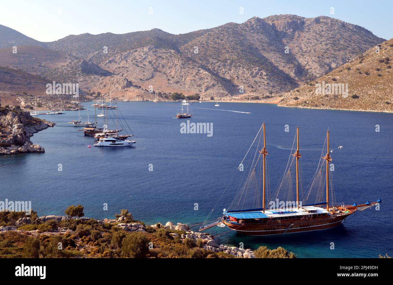 Turkey, Bozburun Peninsula, Loryma: view of Bozzukale Bay from Loryma ...