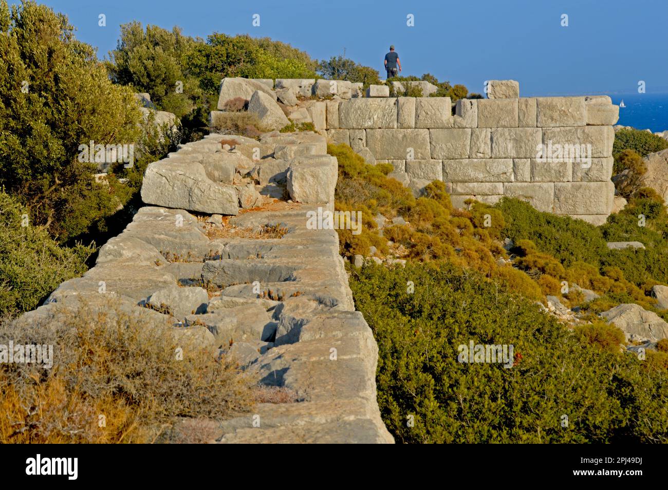 Turkey, Bozburun Peninsula, Loryma: view of the perimeter walls of ...