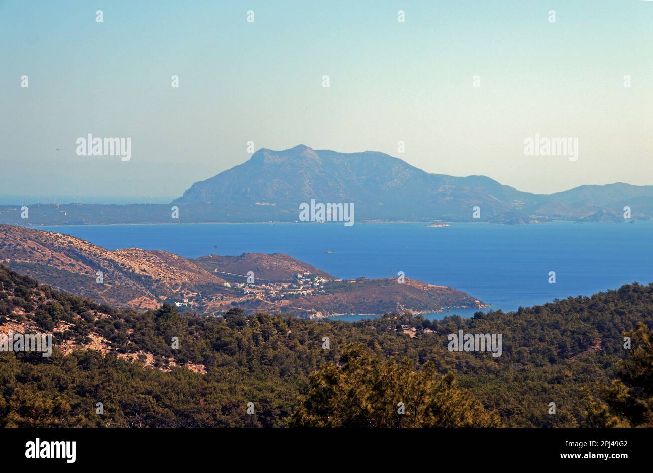 Turkey, Resadiye Peninsula: view from the "Stone Oak" Ridge, with the ...