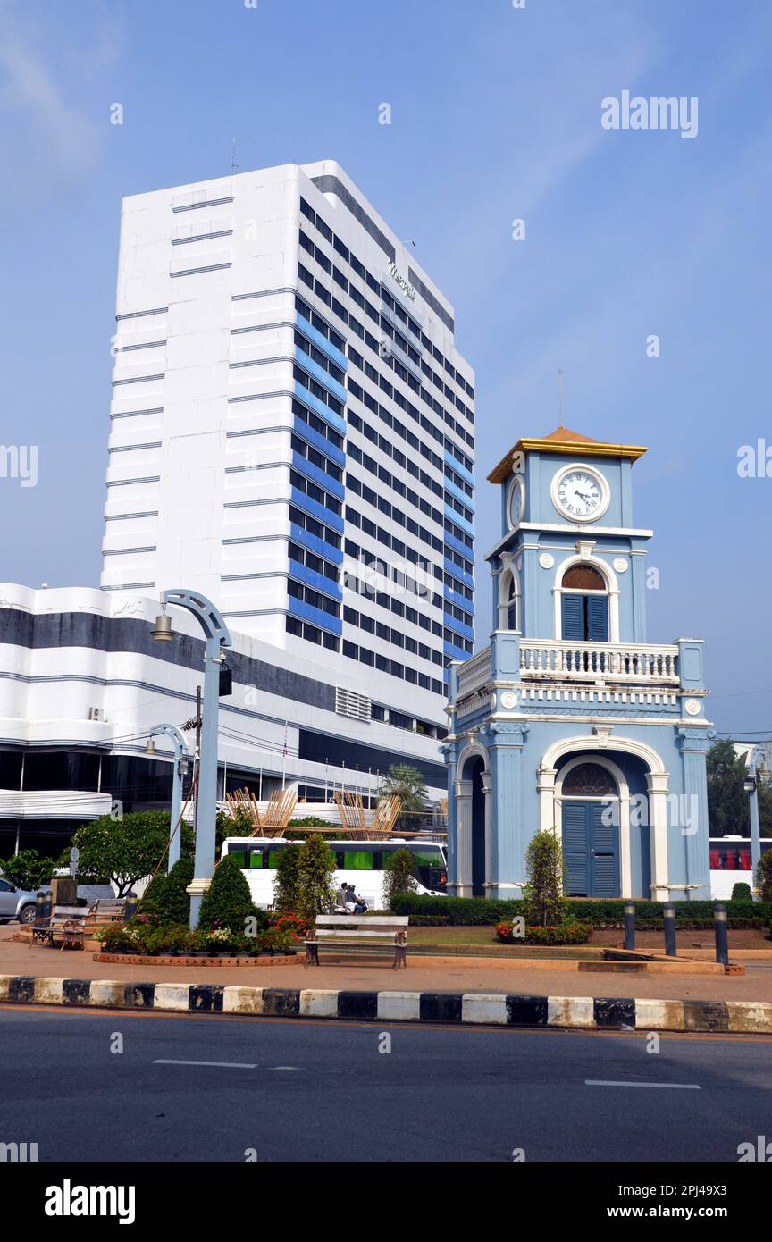 Thailand, Phuket Island, Phuket City: historic clock tower on Surin ...