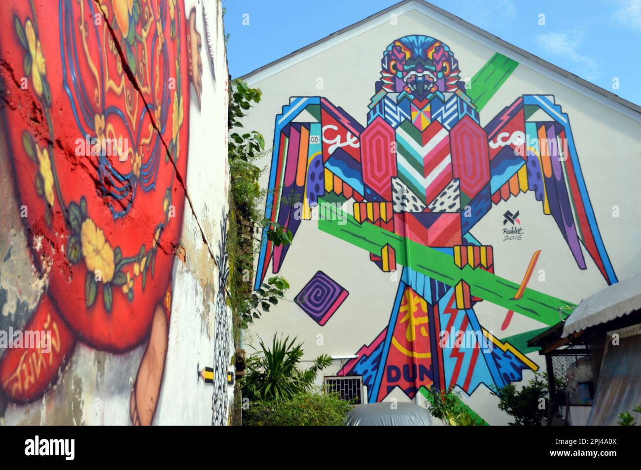 Thailand, Phuket Island, Phuket City: colourful graffiti art on the ...