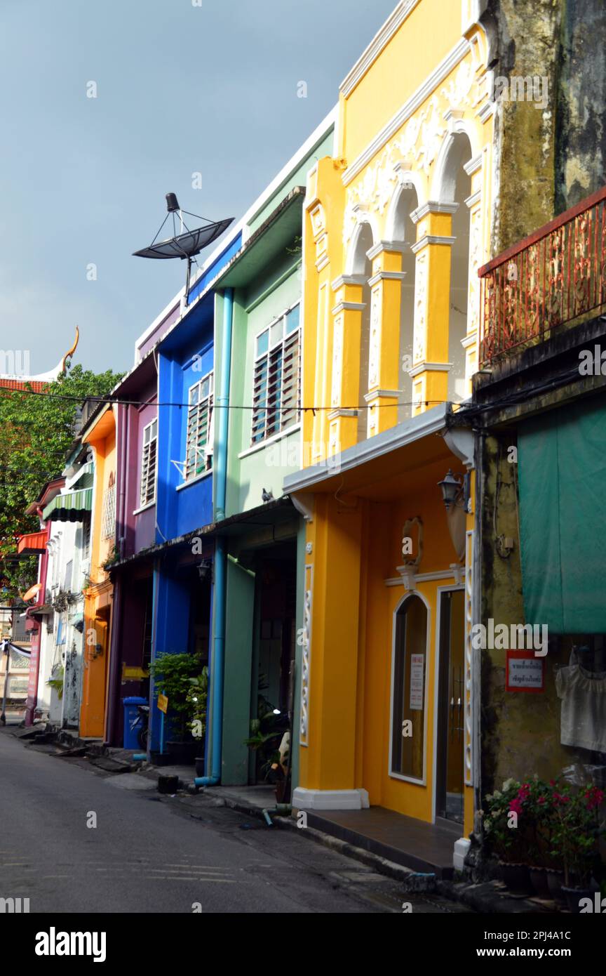 Thailand, Phuket Island, Phuket City: restored Sino-Portuguese houses ...