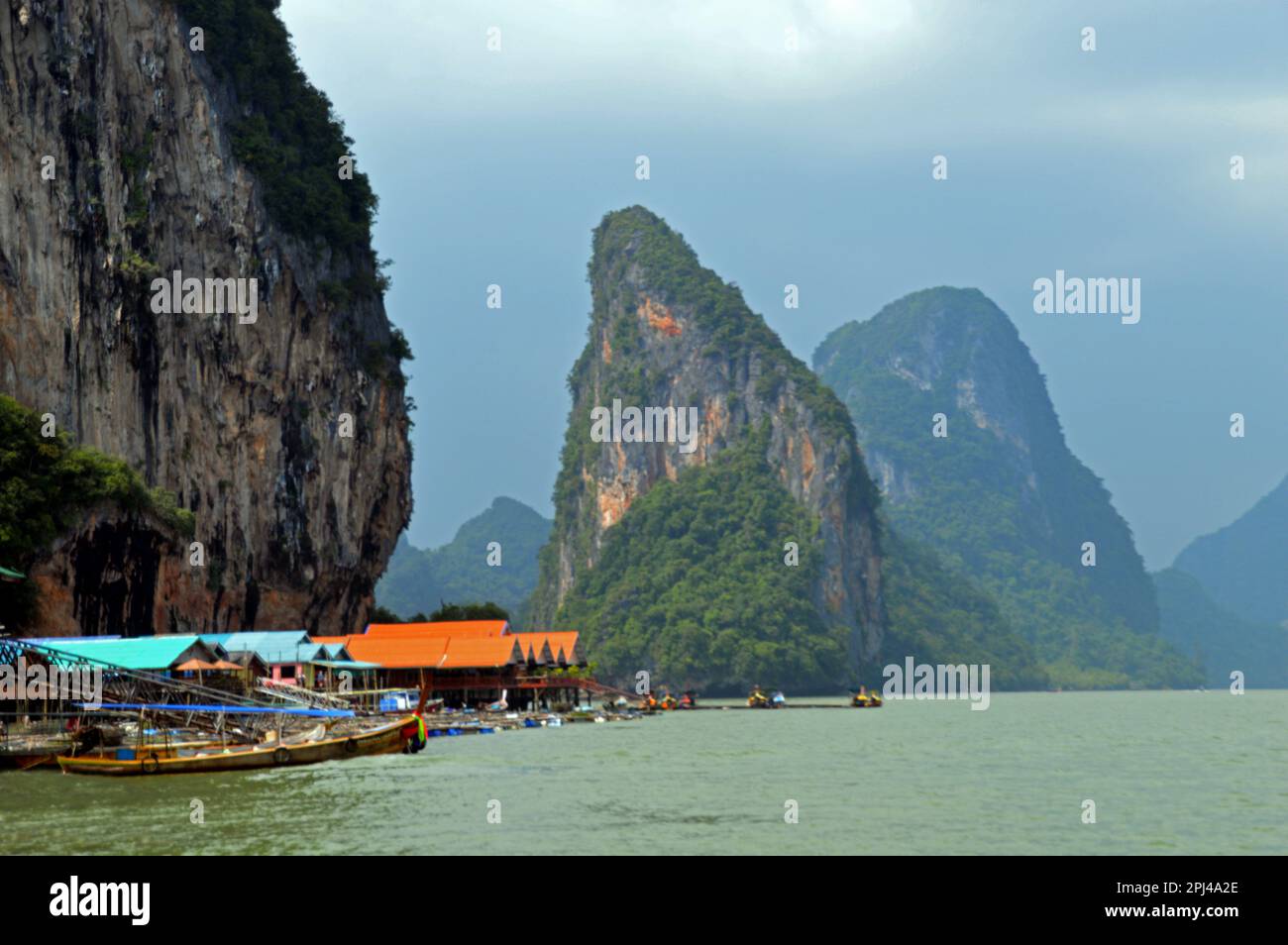Thailand, Ao Phang-nga Marine National Park: approaching Ko Panyi ...
