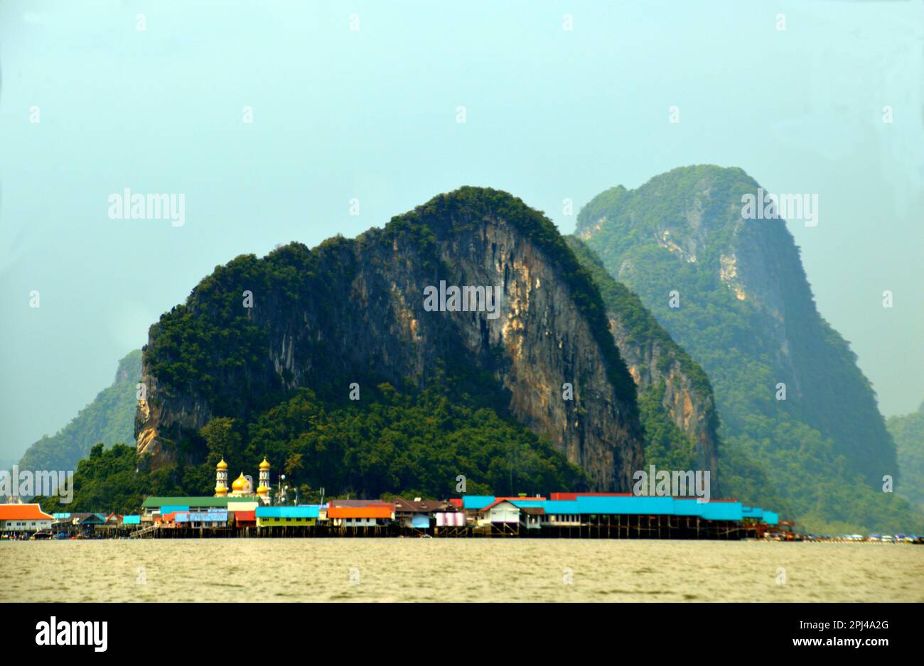 Thailand, Ao Phang-nga Marine National Park: approaching Ko Panyi ...