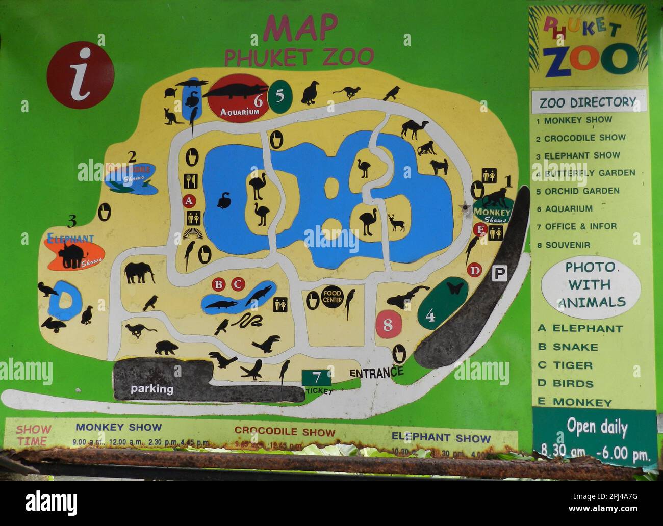 Thailand, Phuket Island: guide map to Phuket Zoo Stock Photo - Alamy