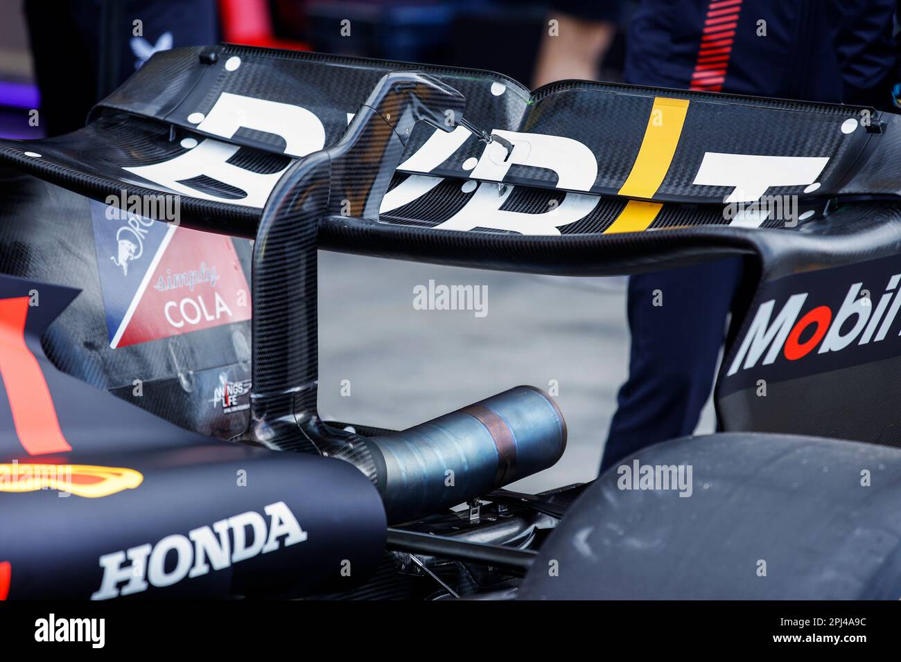 Melbourne, Australia. 31st Mar, 2023. Red Bull Racing RB19 rear wing ...