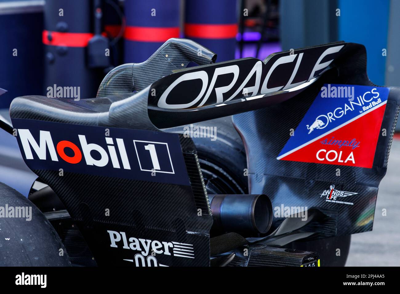 Melbourne, Australia. 31st Mar, 2023. Red Bull Racing RB19 rear wing ...