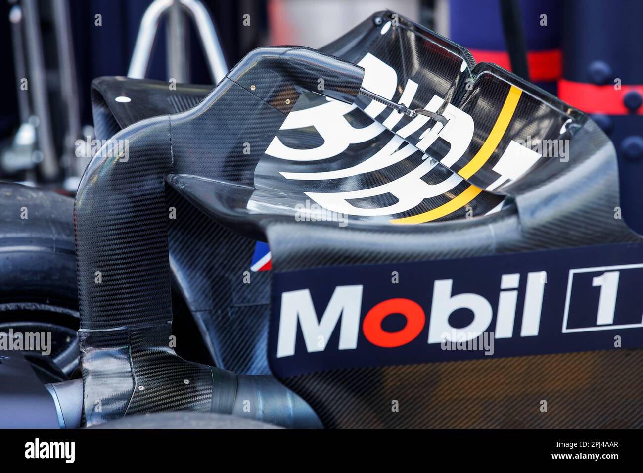 Melbourne, Australia. 31st Mar, 2023. Red Bull Racing RB19 rear wing ...