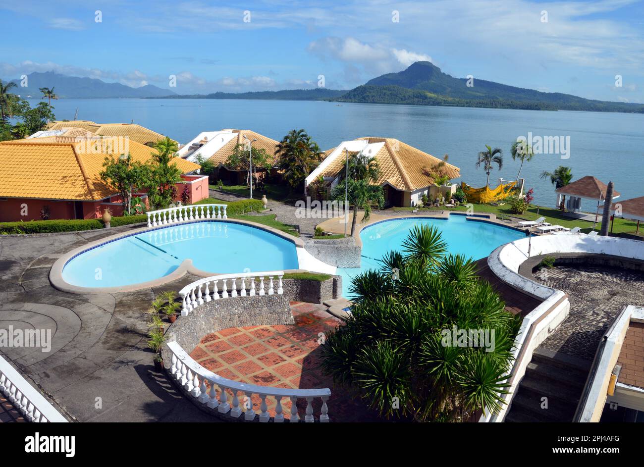The Philippines, Leyte, Tacloban: terraces and swimming pool in the ...