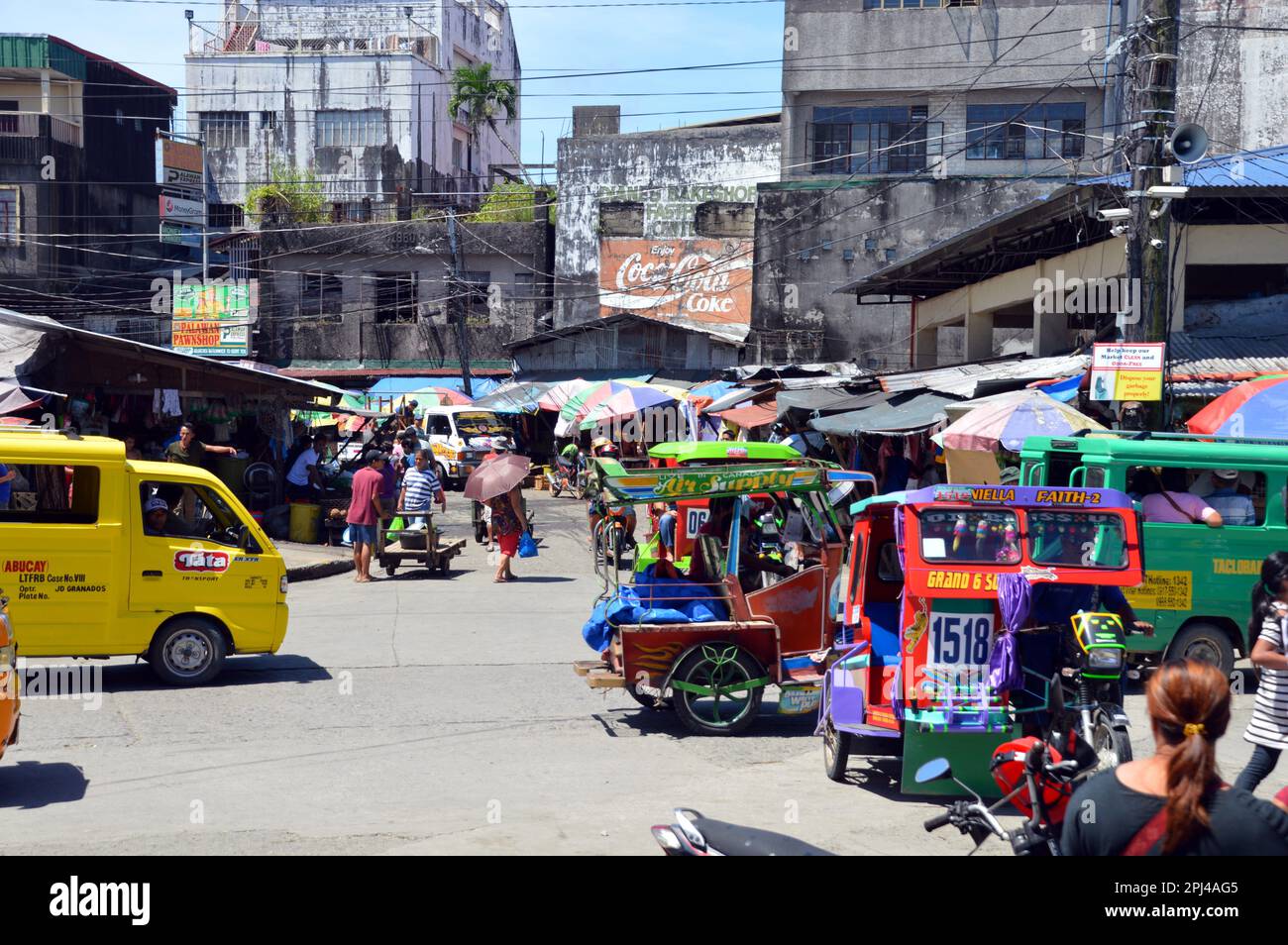 The Philippines, Leyte, Tacloban: street scene near the market, with ...