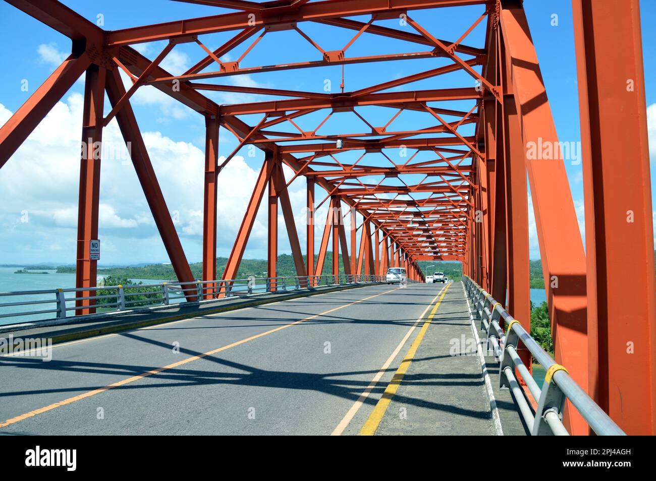 The Philippines, Leyte, Tacloban: San Juanico bridge spans the San ...