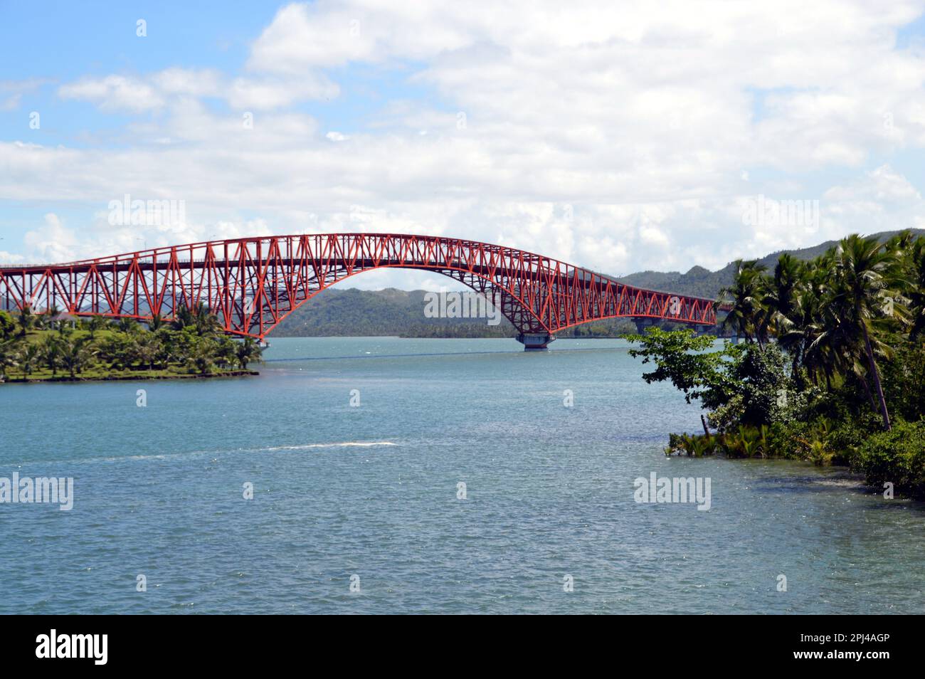 The Philippines, Leyte, Tacloban: San Juanico bridge spans the San ...