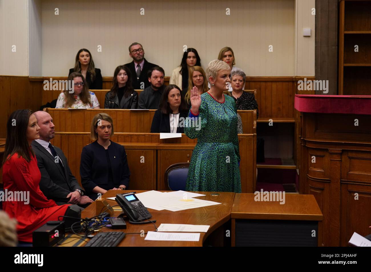 Justice Secretary, Angela Constance, is sworn in as (left to right) Net ...