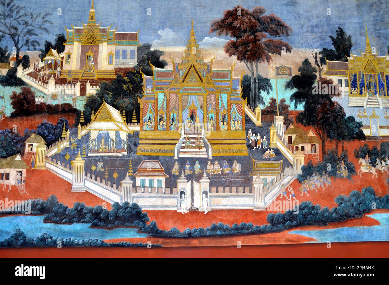 Cambodia, Phnom Penh: episode in the Ramayana Saga (known as the ...