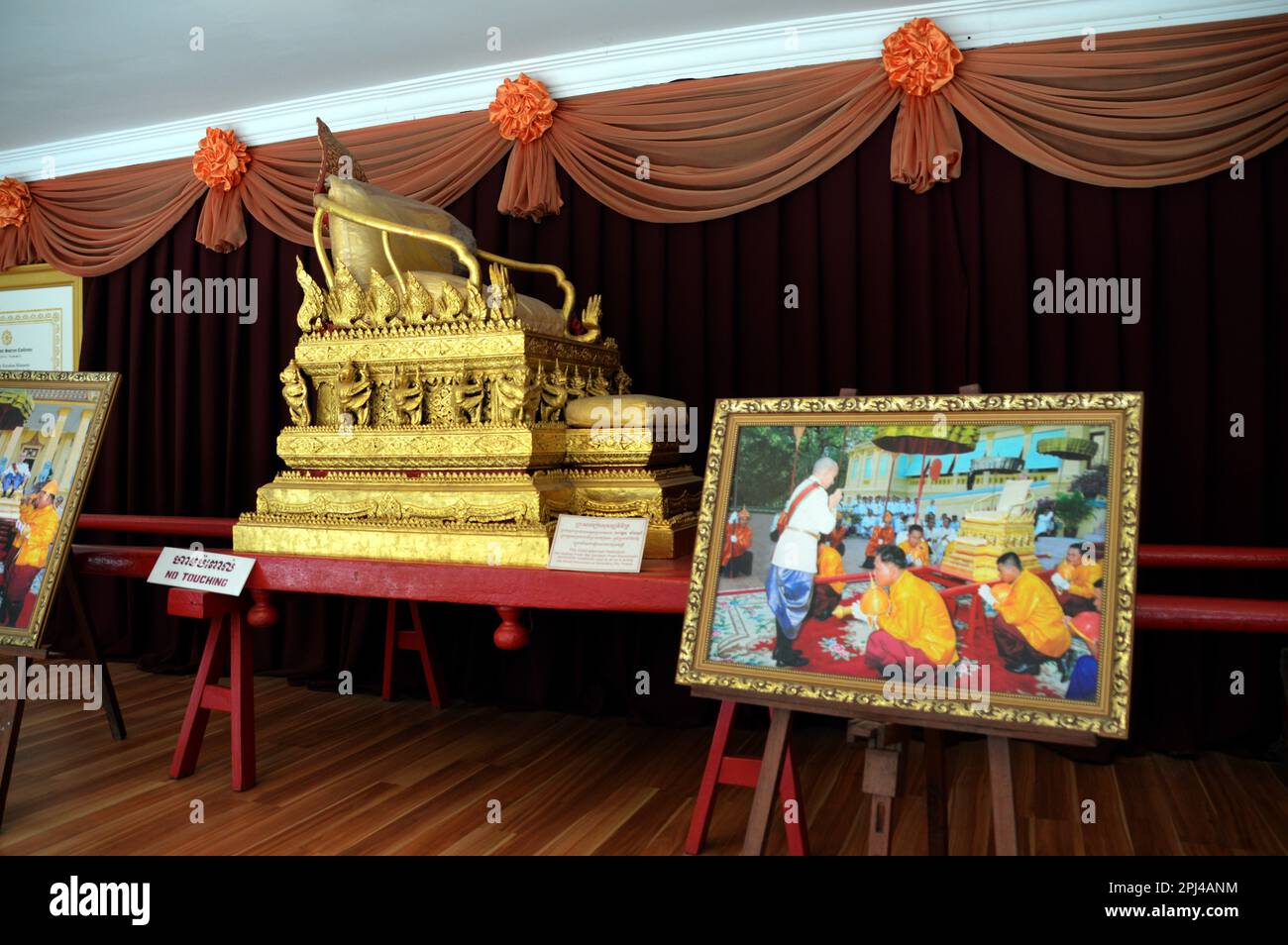 Cambodia, Phnom Penh: ornate royal palanquin preserved in the Royal ...