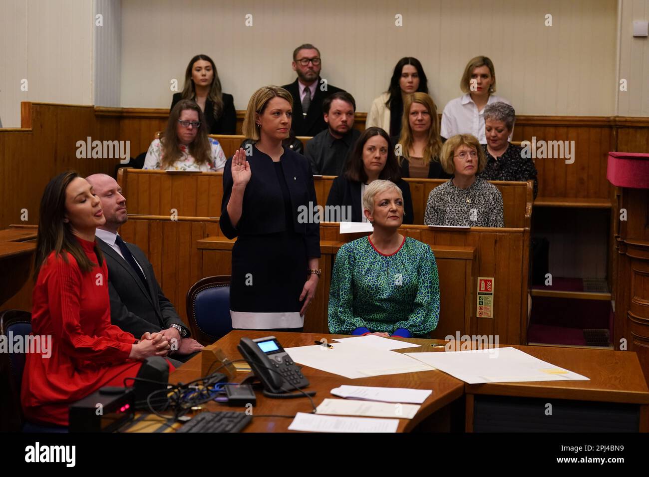 Education and Skill Secretary, Jenny Gilruth, is sworn in as (left to ...