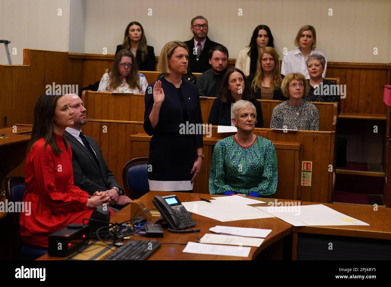 Education and Skill Secretary, Jenny Gilruth, is sworn in as (left to ...