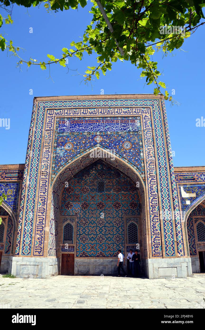 Uzbekistan, Samarkand, Registan: facade and iwan on the north-west side ...