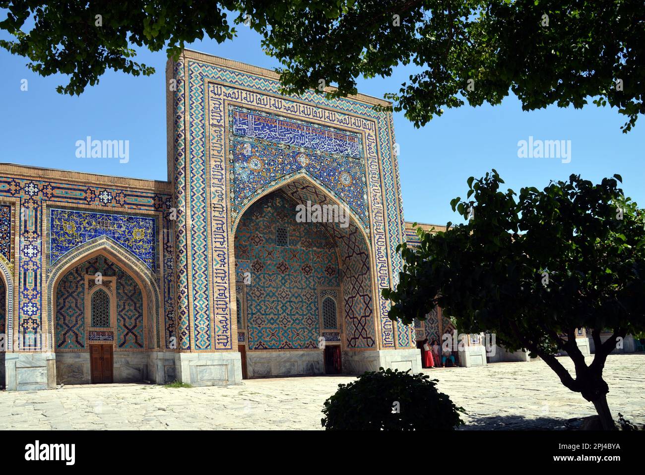 Uzbekistan, Samarkand, Registan: facade and iwan on the north-west side ...