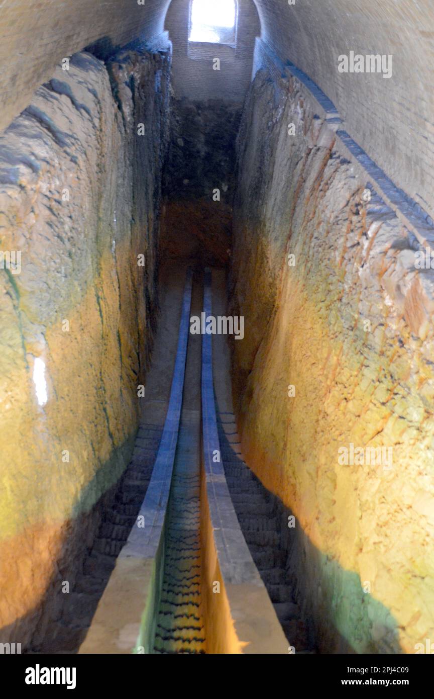 Uzbekistan, Samarkand, the Ulugh Beg Observatory: these curved rails ...