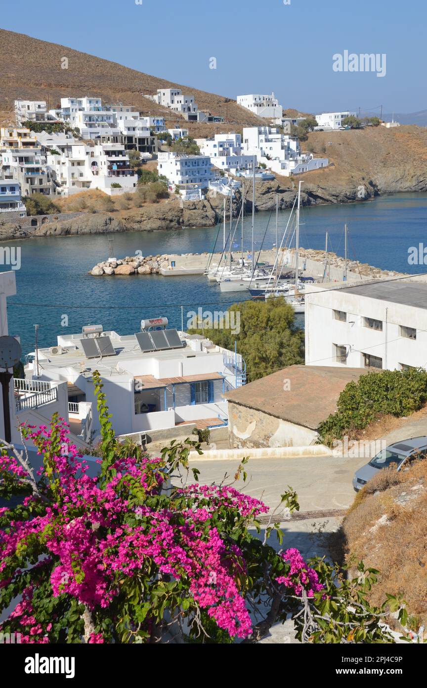 Greece, Island of Astypalaia: view of the harbour of Astypalaia town ...
