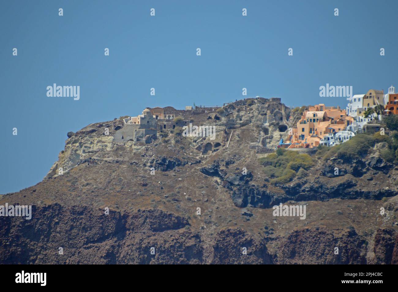 Greece, Island of Santorini: some of the old cave dwellings, built into ...