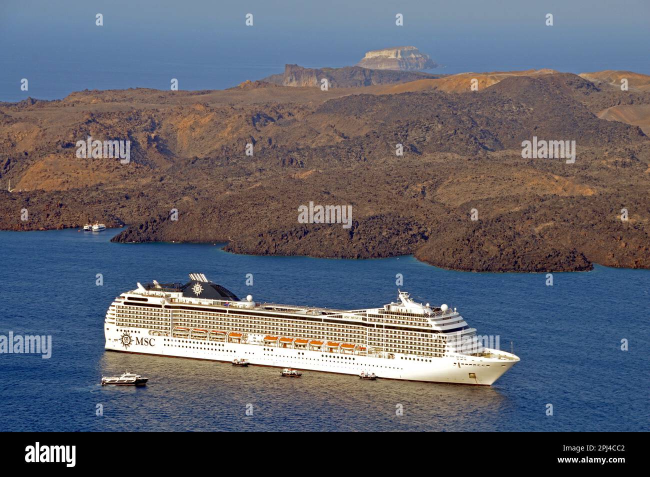 Greece, Island of Santorini: " MSC Musica", a cruise liner in the ...