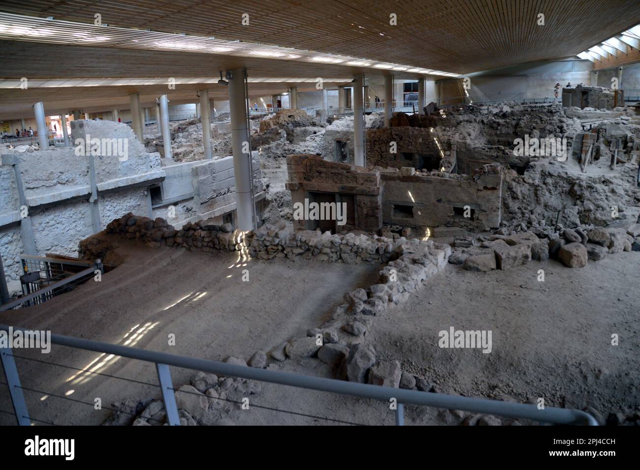 Greece, Island of Santorini: archeological excavations of a Minoan city ...