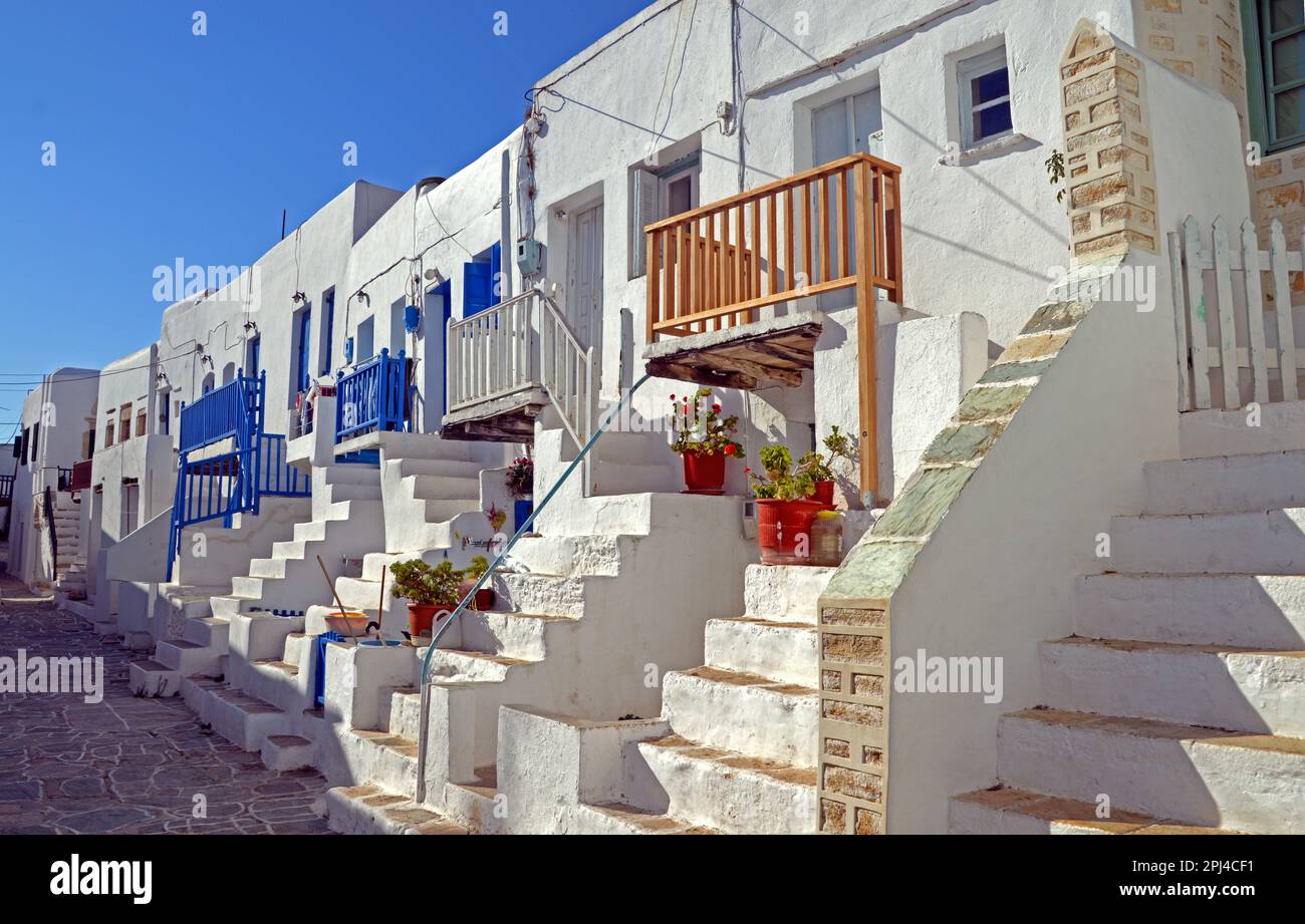 Greece, Island of Folegandros: this row of colourful terraced houses in ...